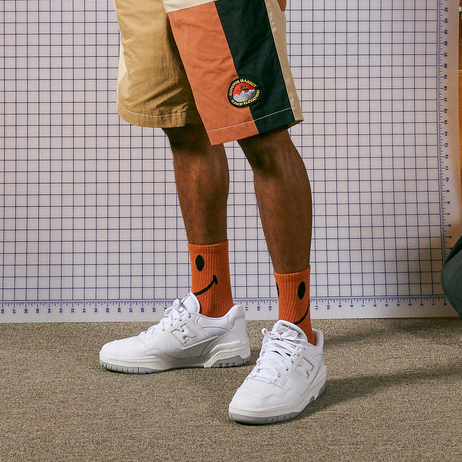 Smiley Oversized Socks - Rust - Throwback