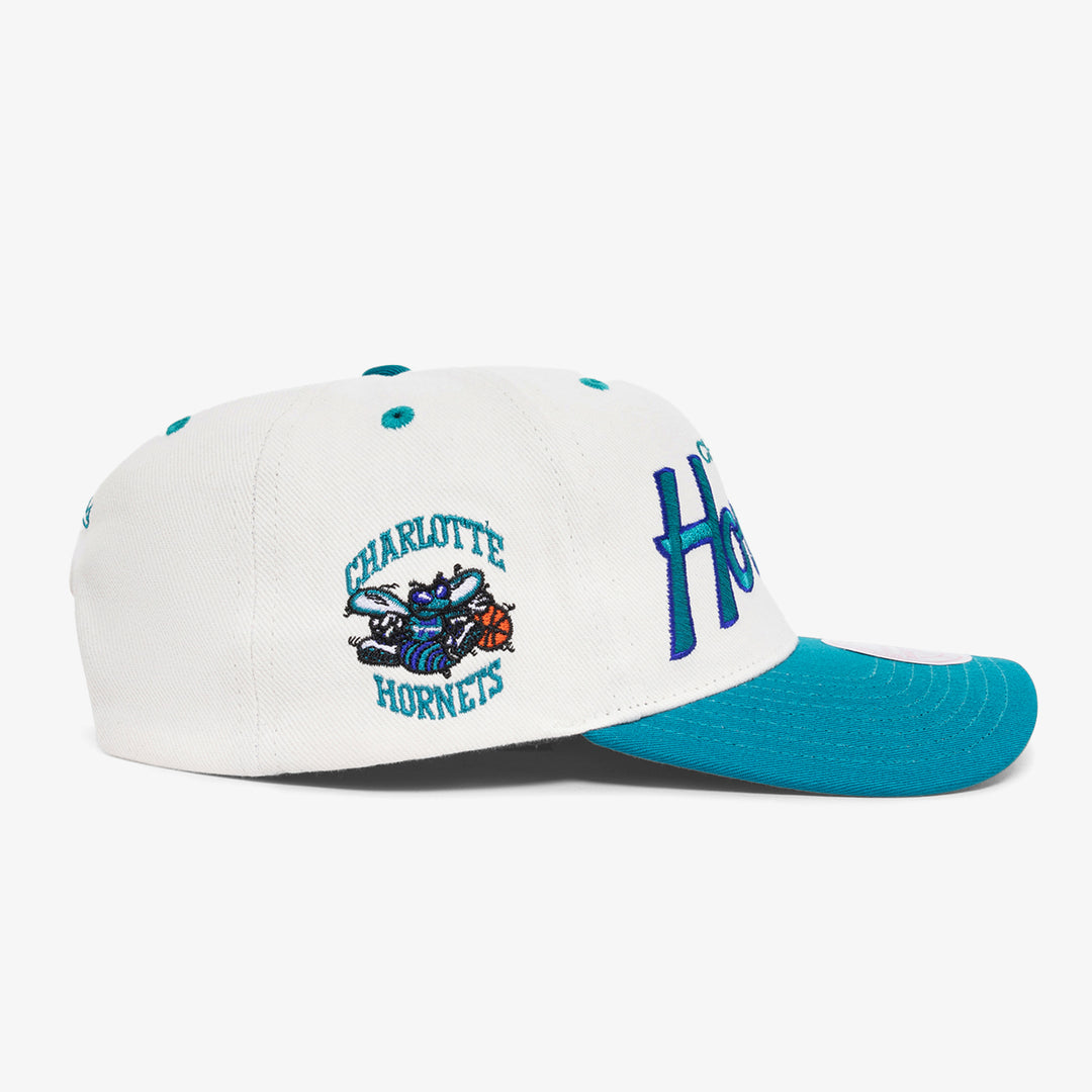 Charlotte Hornets Team Script Deadstock Snapback - Off White – Throwback