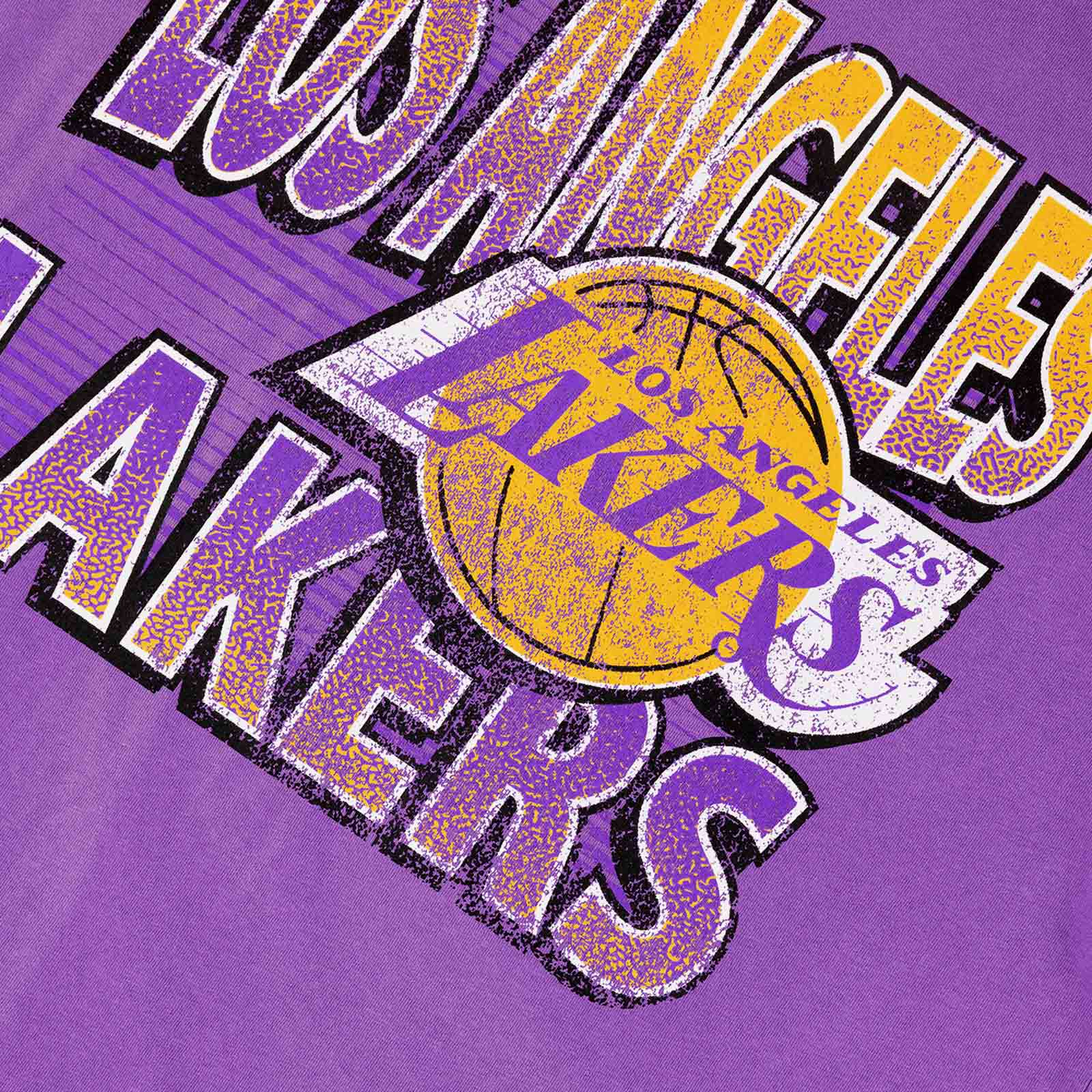 Los Angeles Lakers Incline Stack Vintage Tee - Faded Purple – Throwback