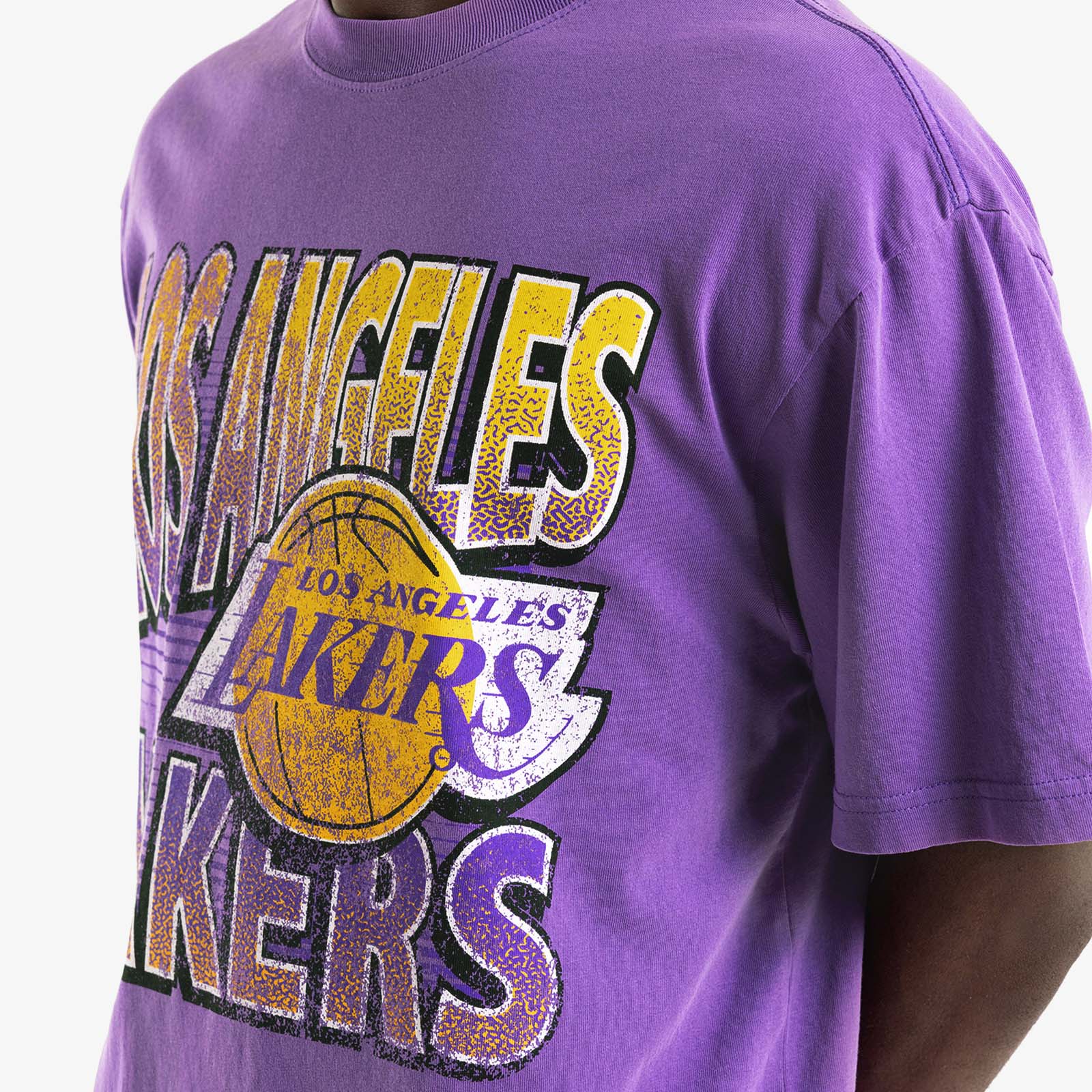 Los Angeles Lakers Incline Stack Vintage Tee - Faded Purple – Throwback