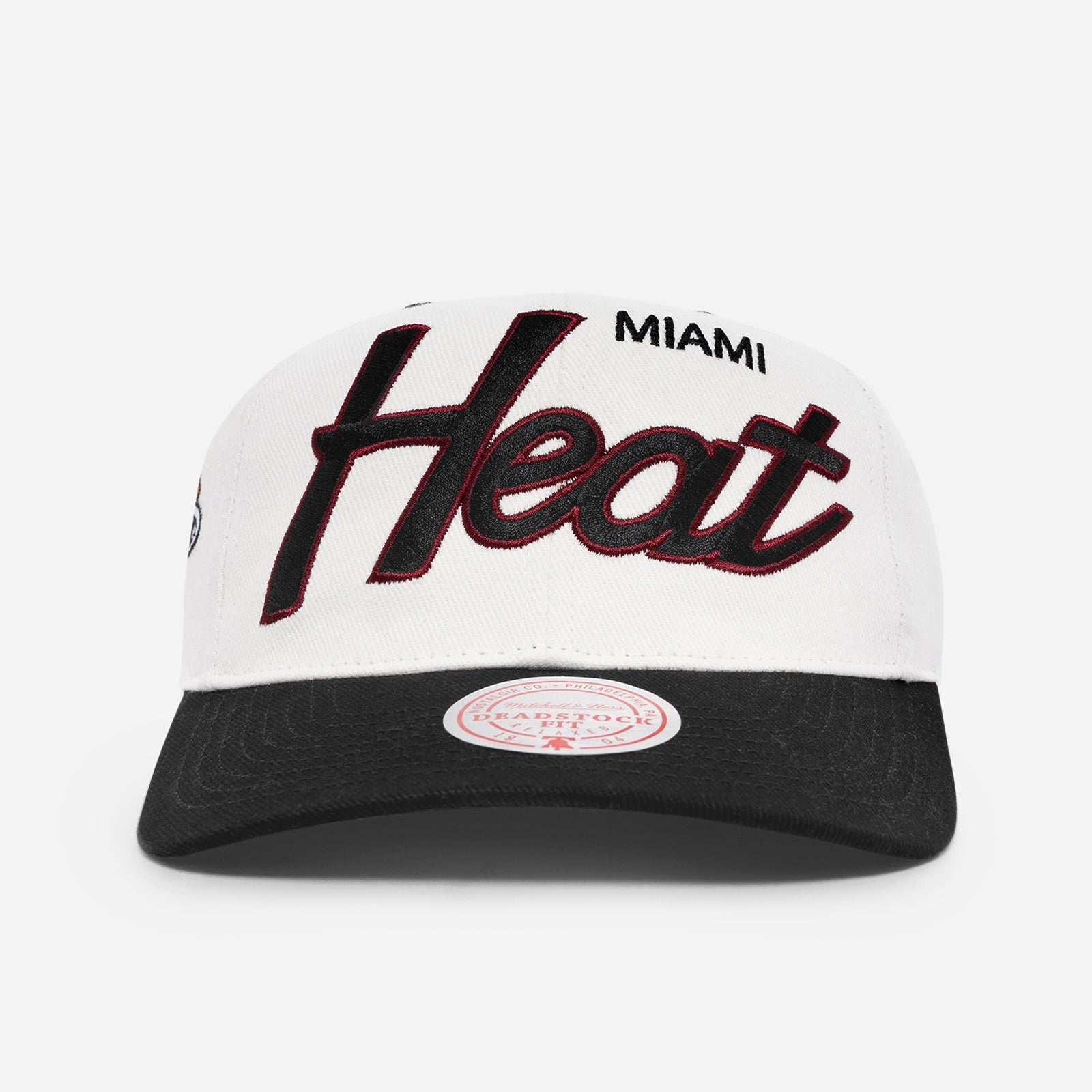 Miami Heat Team Script Deadstock Snapback - Off White - Throwback