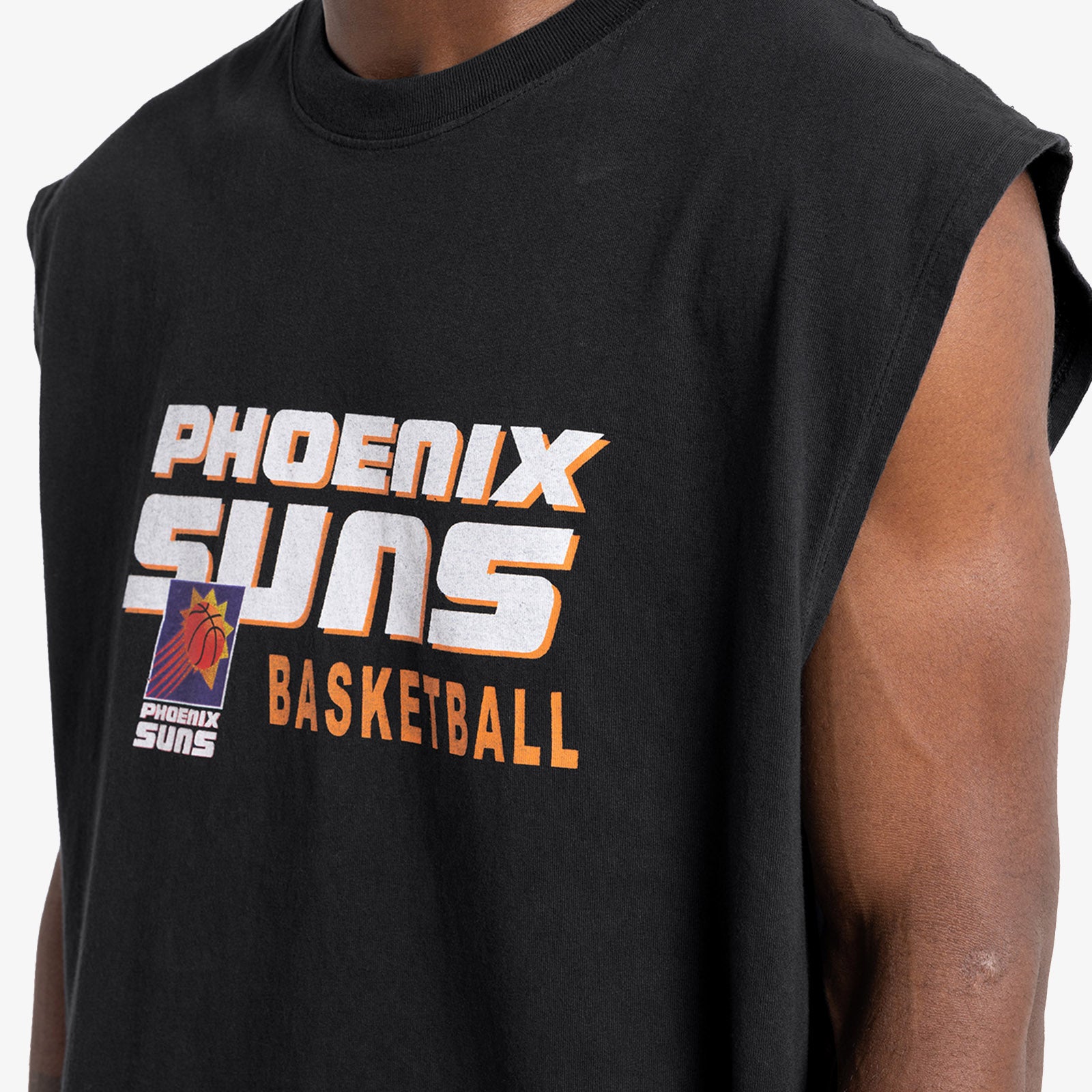 Phoenix Suns Warm Up Muscle Tank - Faded Black - Throwback